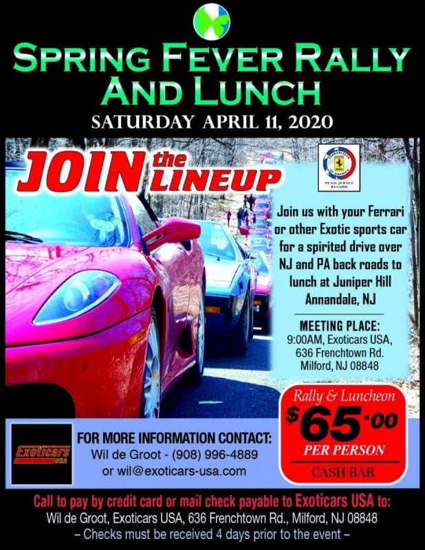 Spring fever rally and lunch - Exoticars USA - NJ Exotic Car Repair ...